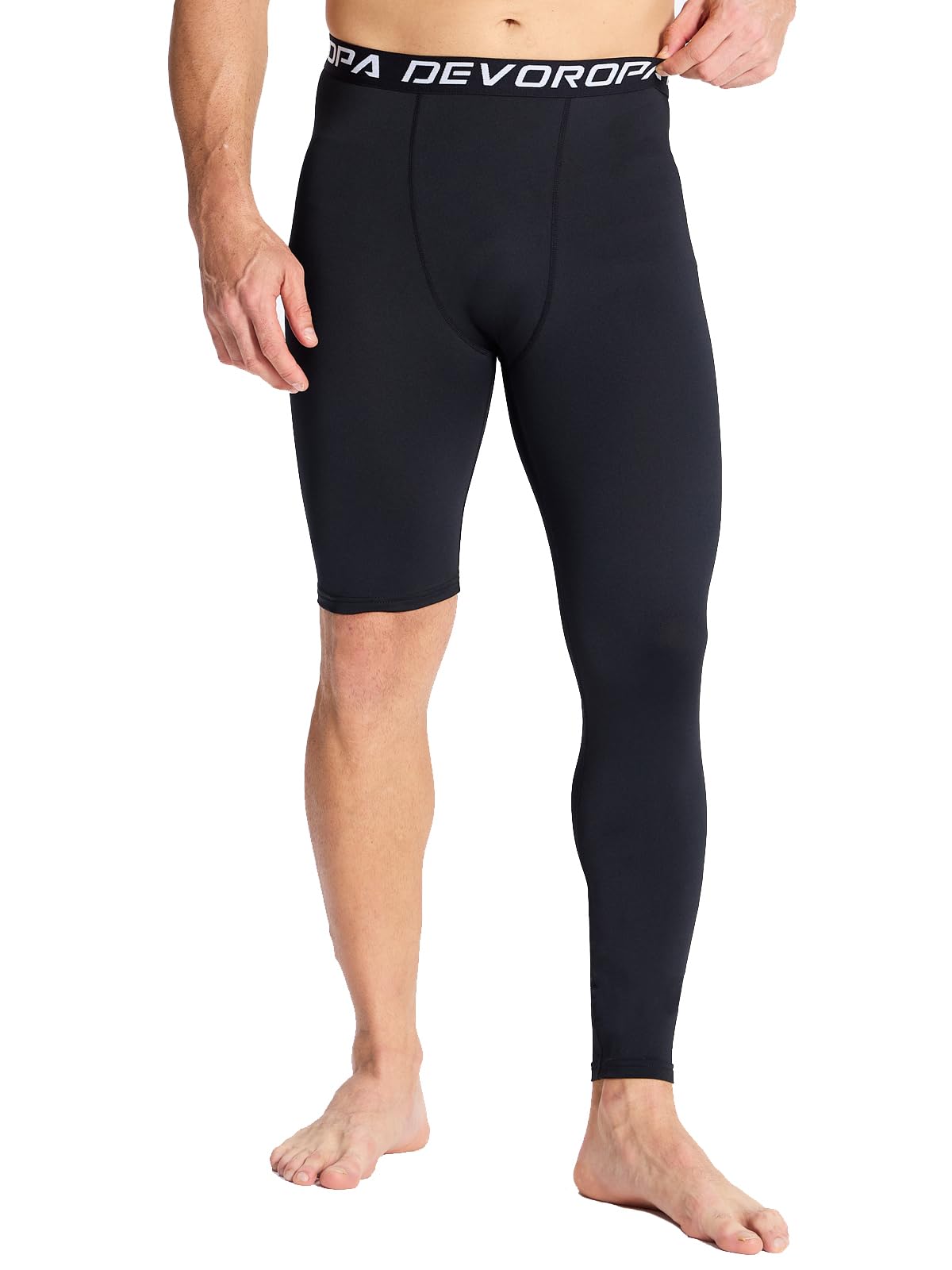 Amazon.com: DEVOROPA Mens One Leg Compression Pants Quick Dry ...
