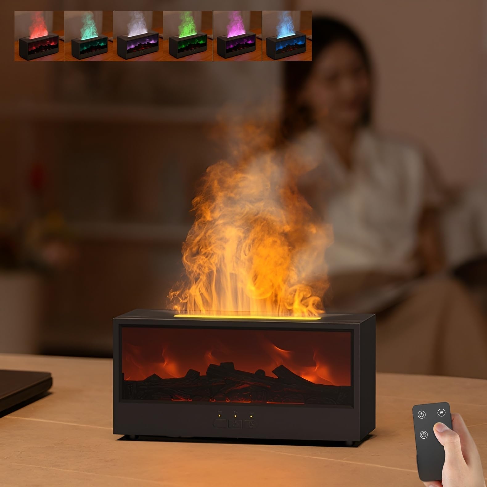 Amazon.com: Essential Oil Diffuser, Flame Fireplace Aromatherapy ...