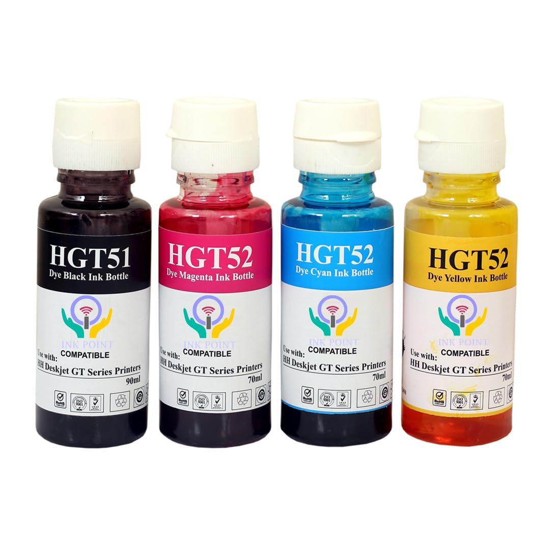 INK POINT Refill Ink dye Ink for HP GT51 GT52 Ink Bottle Compatible for ...