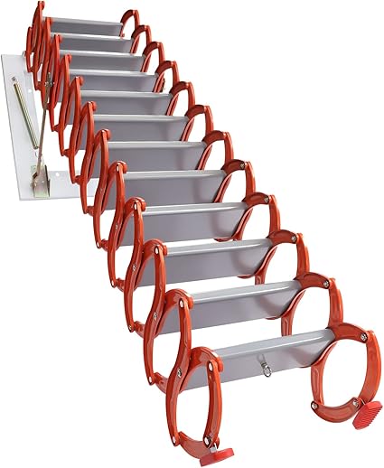 PIAOCAIYIN Attic Access Ladder, Pull Down 12 Steps Retractable Attic ...
