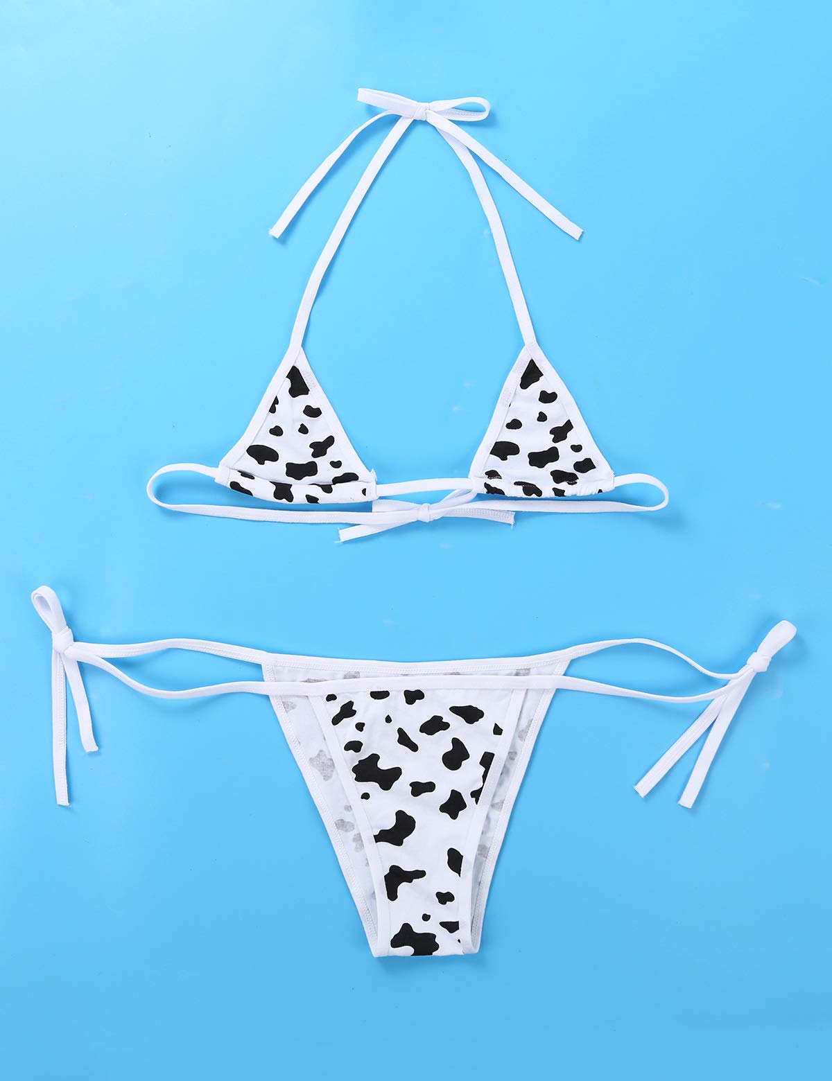 Buy Oyolan Woman's Anime Cosplay Lingerie Set Stripped Cow Micro Bra ...