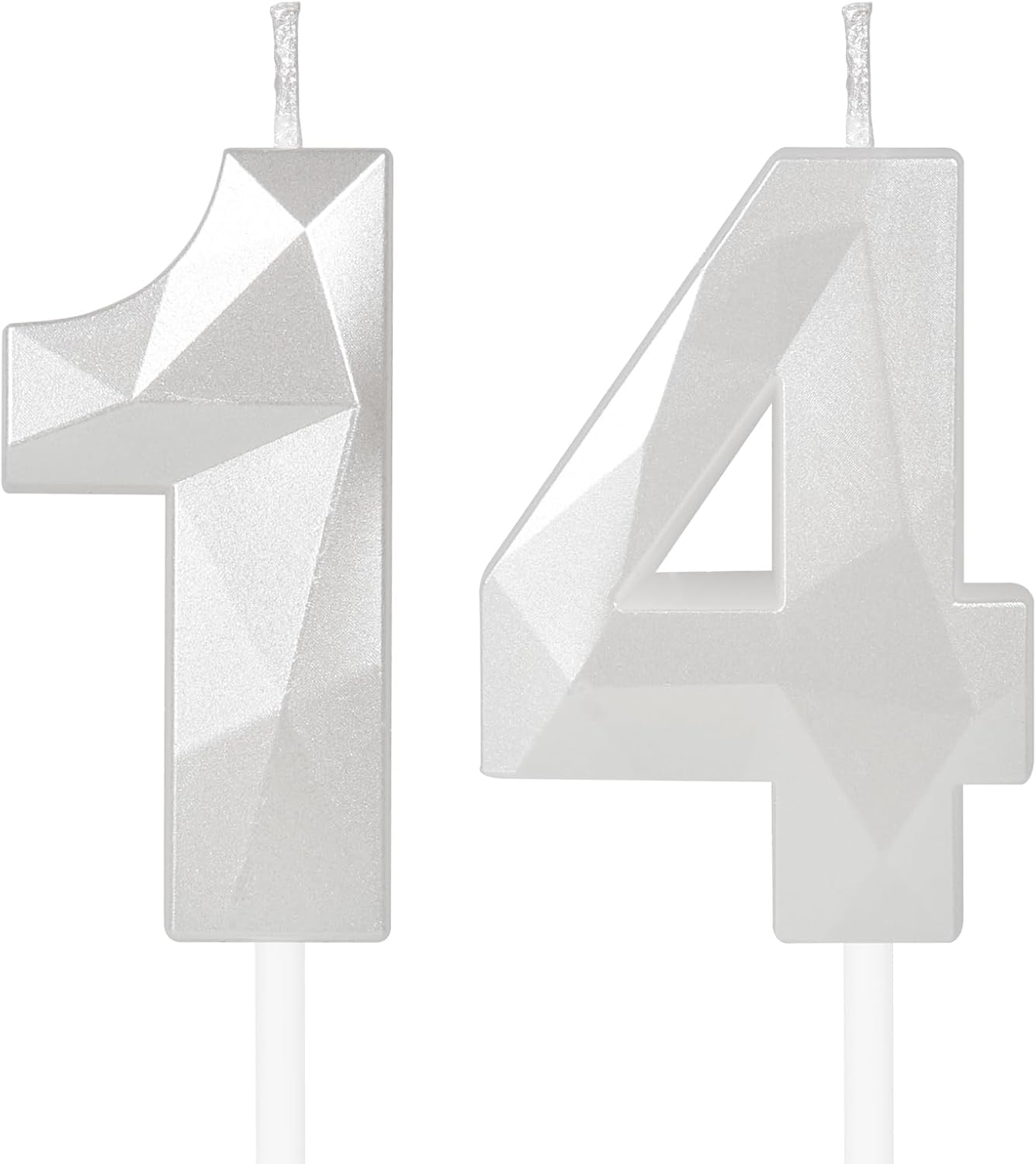 Amazon.com: Number 14 Candles,14th Birthday Candles,White Happy ...