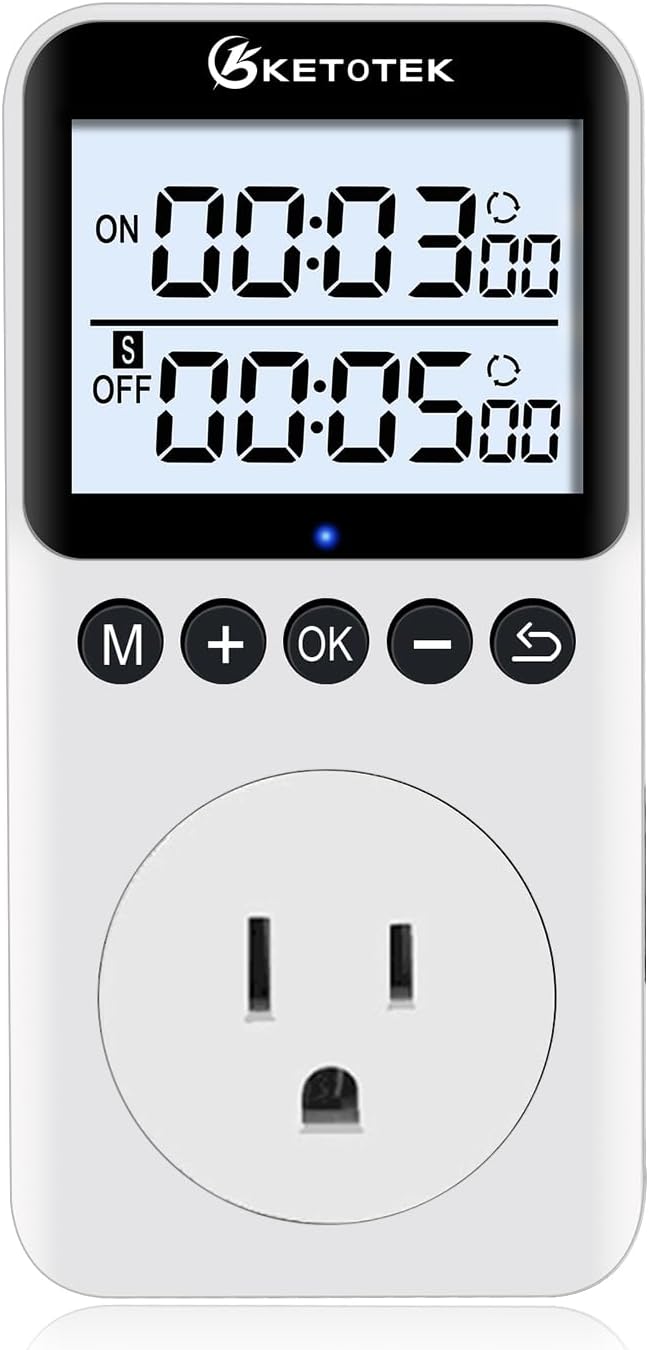 KETOTEK KTTS02 Digital Timer Outlet Plug in Timer Switch Socket Indoor ...