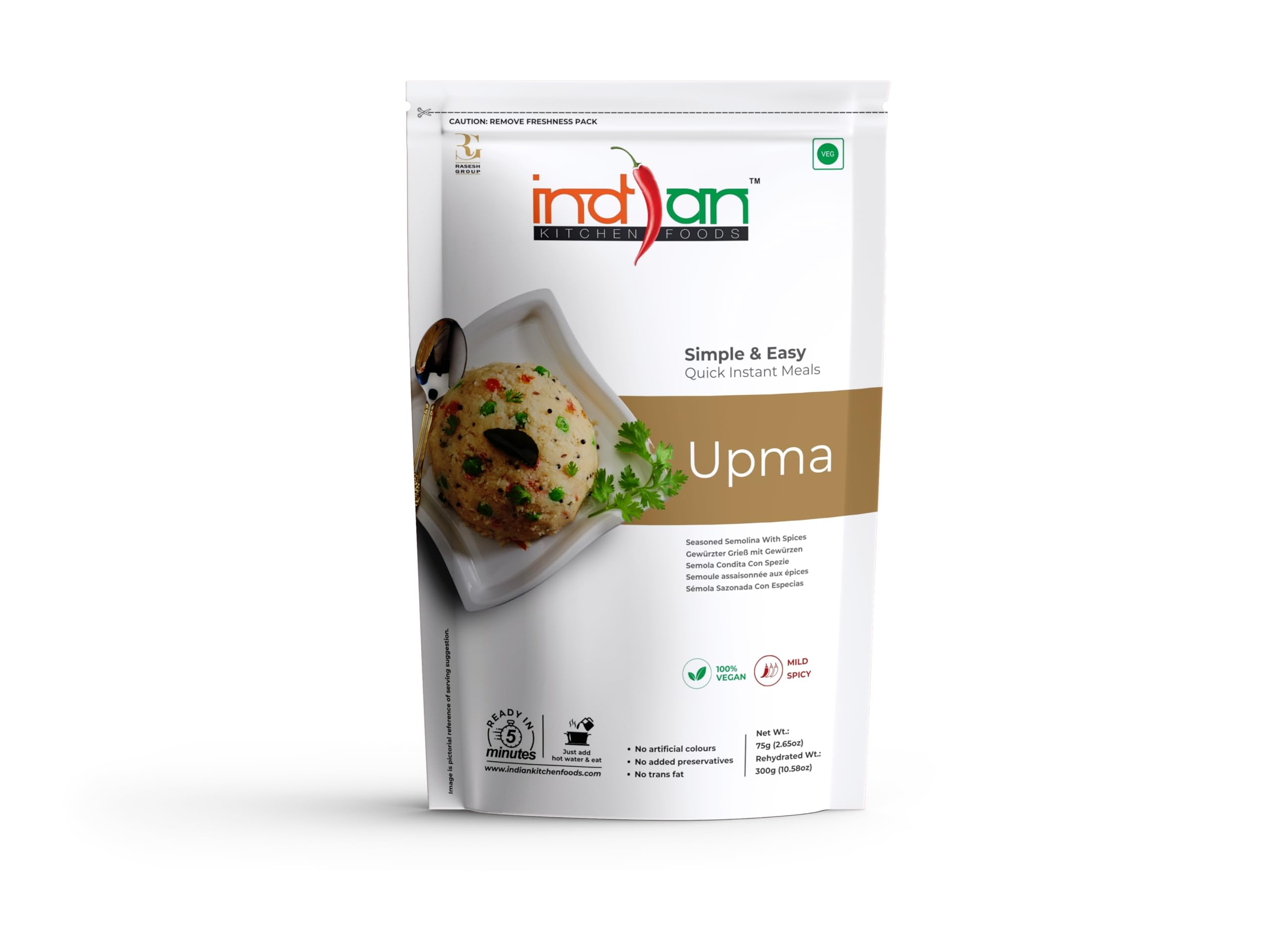 Indian Kitchen Foods Jain Upma - Freeze Dried Gourmet Indian Entree ...