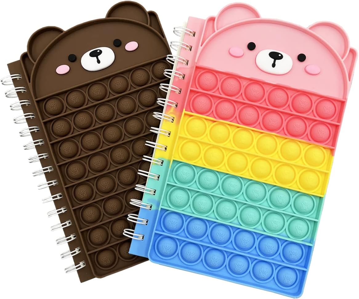 Amazon.com: 2-Pack Pop Bubble It Notebook Popping Game Fidget Toy Push ...