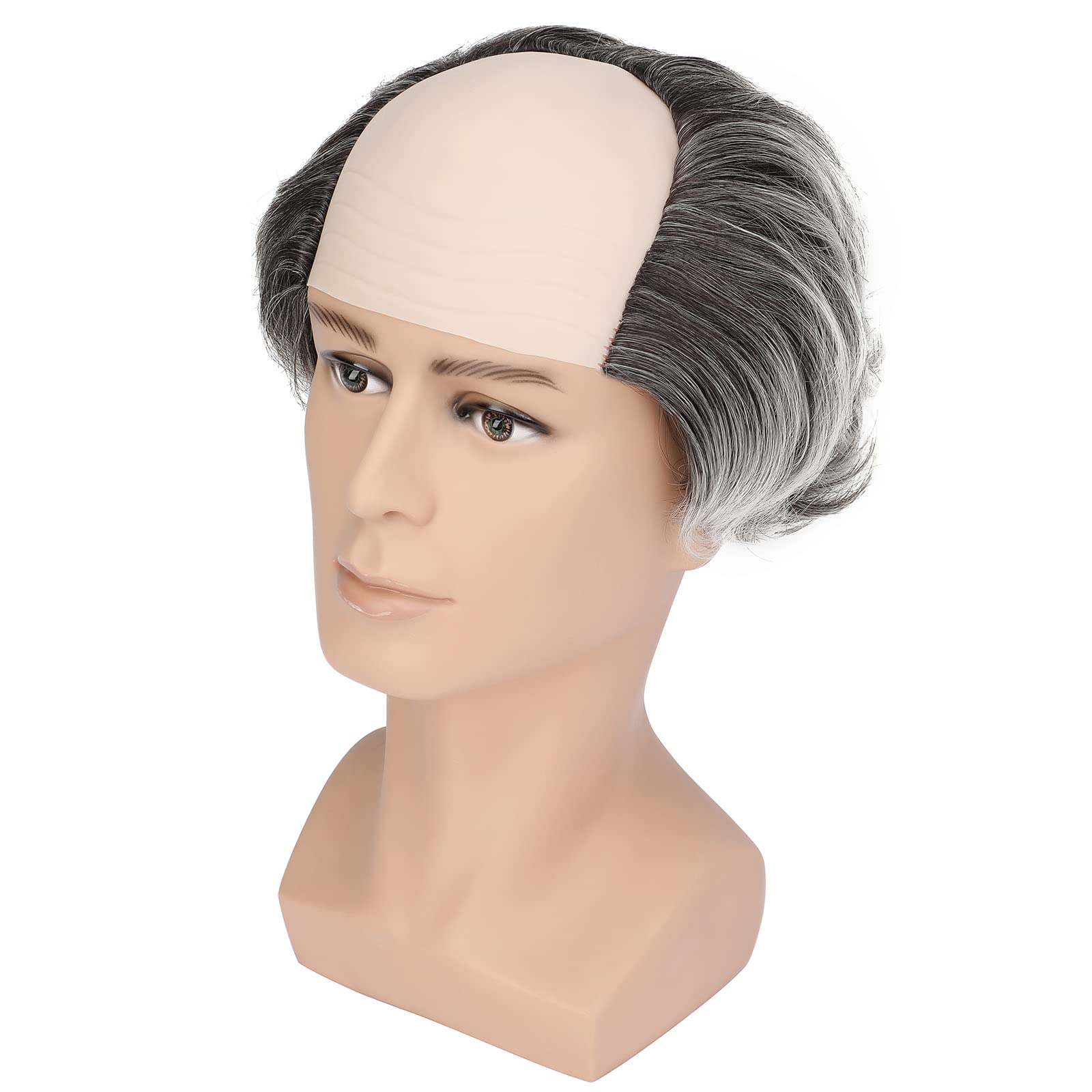 Snapklik.com : Curly Bald Wig For Old Man Black And Grey Mad Scientist ...