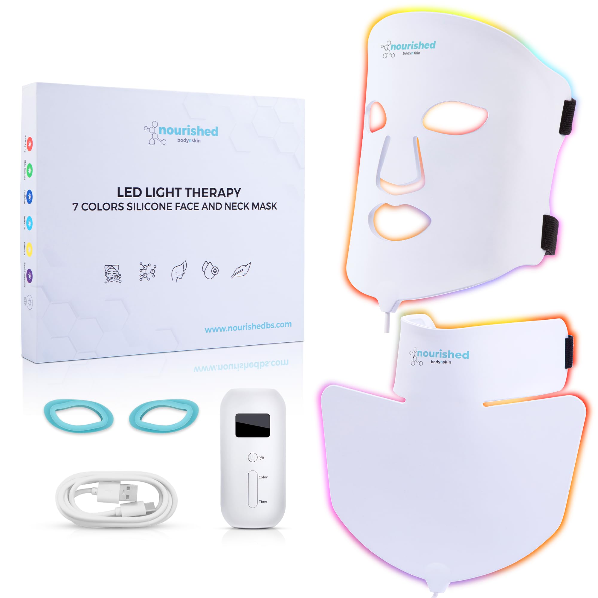 Amazon.com : Nourished Bodynskin LED Light Therapy Face & Neck Mask ...