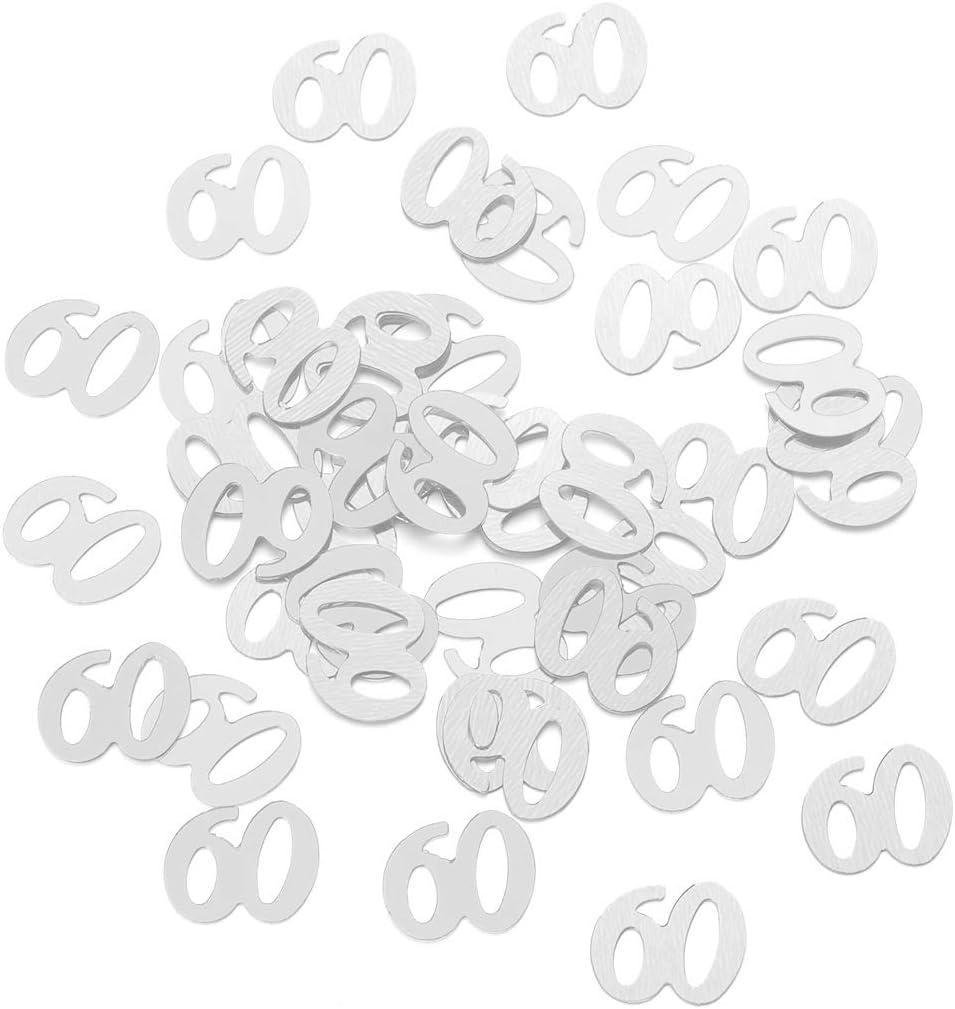 Amosfun 60th Birthday Confetti: 2400pcs Number 60 Confetti 60th ...