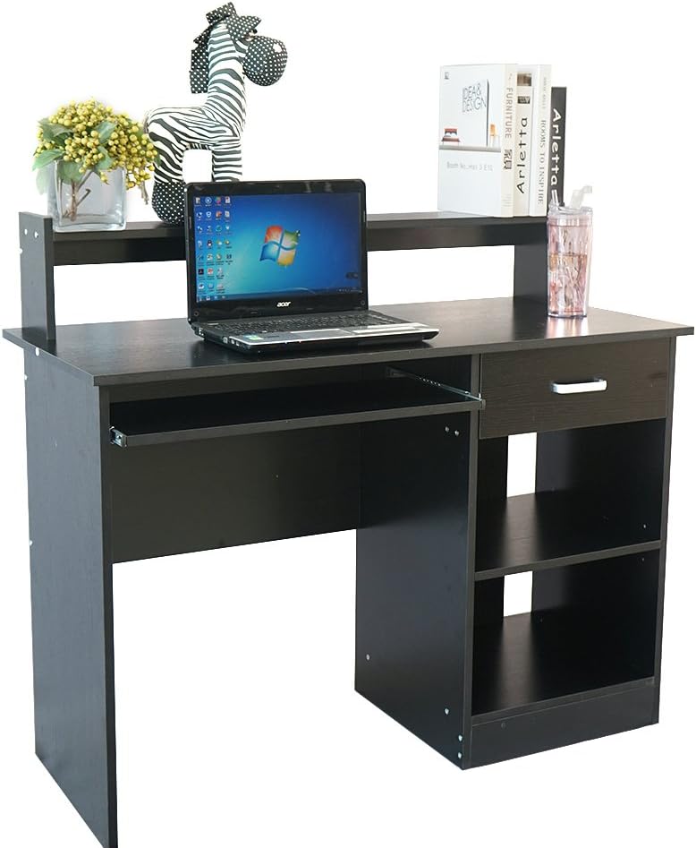 Amazon.com: Computer Writing Desk with Drawer/Storage Shelf/Pull-Out ...