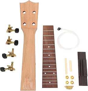 Amazon.com: 21in Ukulele Neck Kit Wooden Neck and Fretboard with String ...