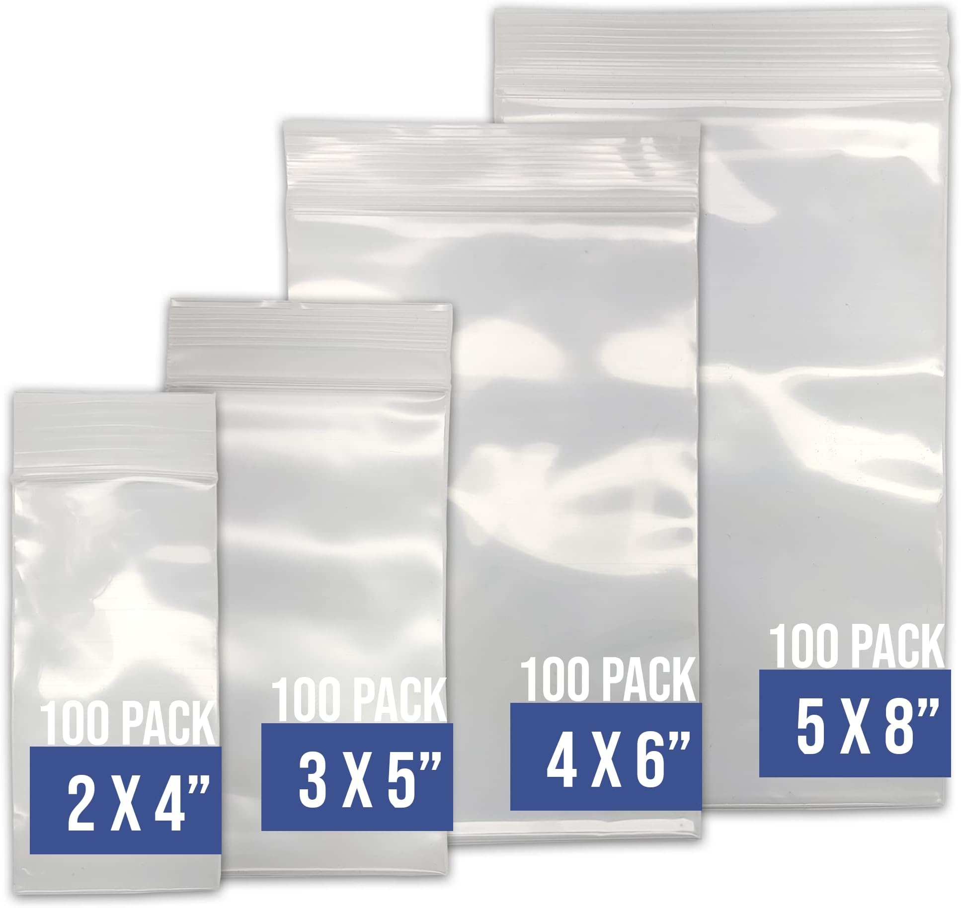 Amazon.com: 400 Heavy Weight 4 Mil Clear Reclosable Poly Zipper Bags ...