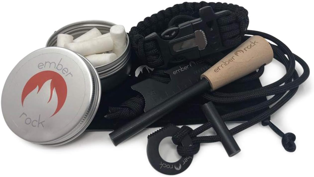 Ember Rock Survival Fire Steel Kit - Magnesium Ferrocium Rod Firesteel ...