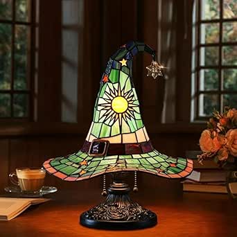 Witch Hat Lamps, Handmade Witch Hat Lights, Stained Glass Witch Hat ...
