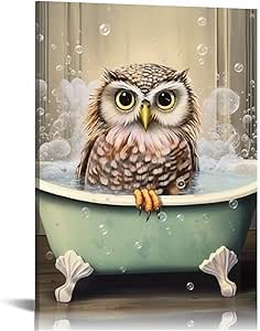 Amazon.com: GOSMITH Funny Owl Bathroom Wall Art Farmhouse Animal Owl In ...