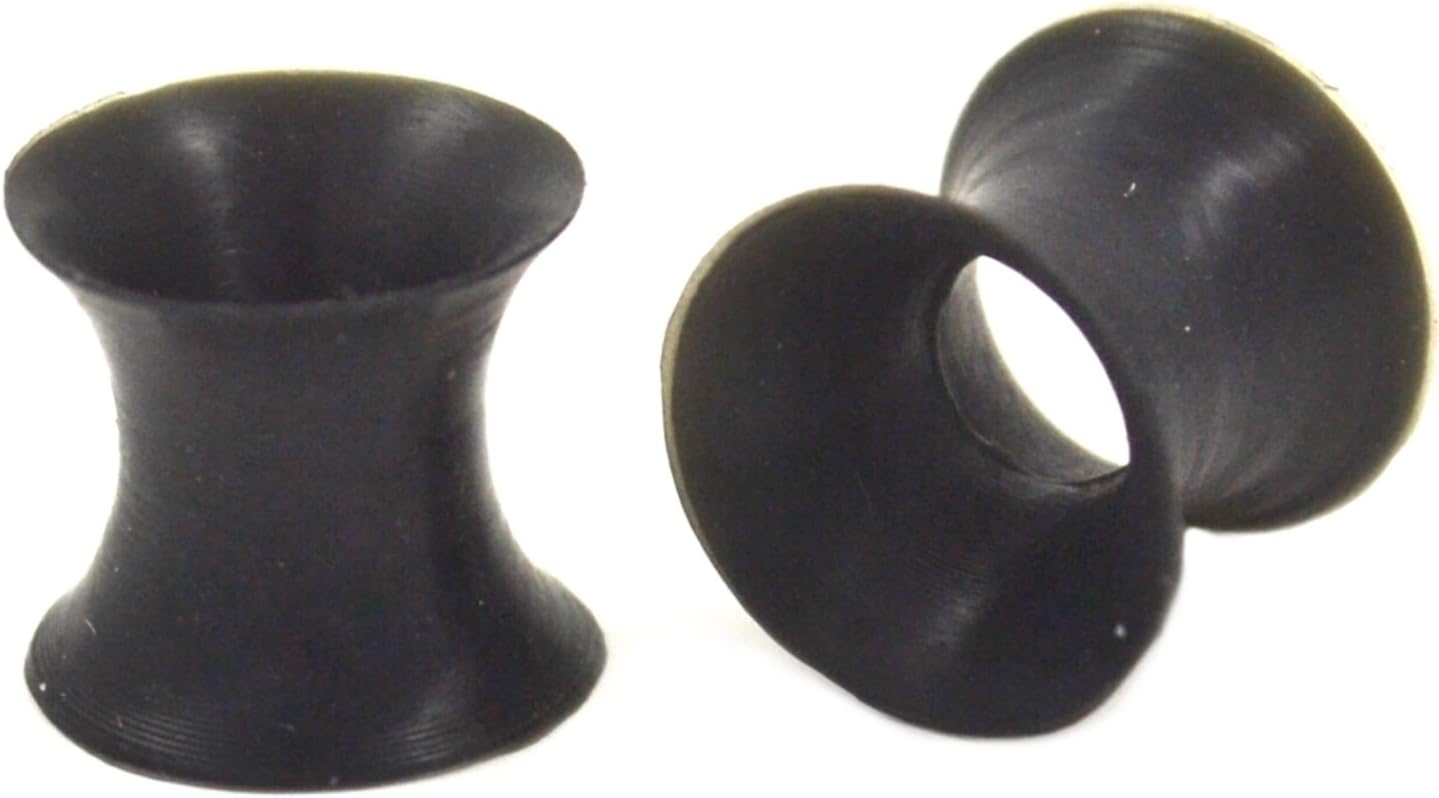 Amazon.com: Pair (2) Black Ear Skin Plugs Silicone Tunnels Flexible ...