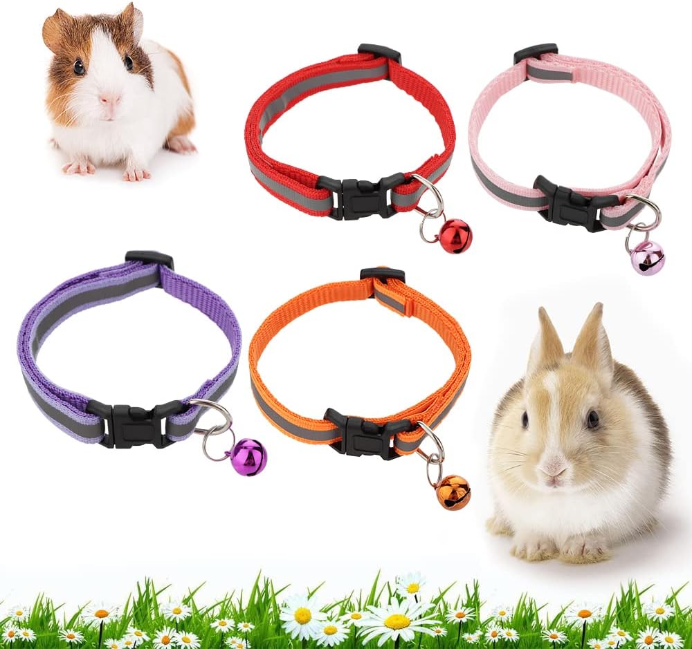 Pet Supplies : 4 Pack Rabbit Adjustable Collars with Bell, Guinea Pig ...