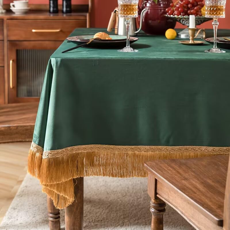 Amazon.com: F-CHU Luxury Green Tablecloth Thickset Velvet Tablecloth ...