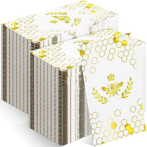 Amazon.com: Gift Boutique 100 Bee Guest Napkins 3 Ply Disposable Paper ...