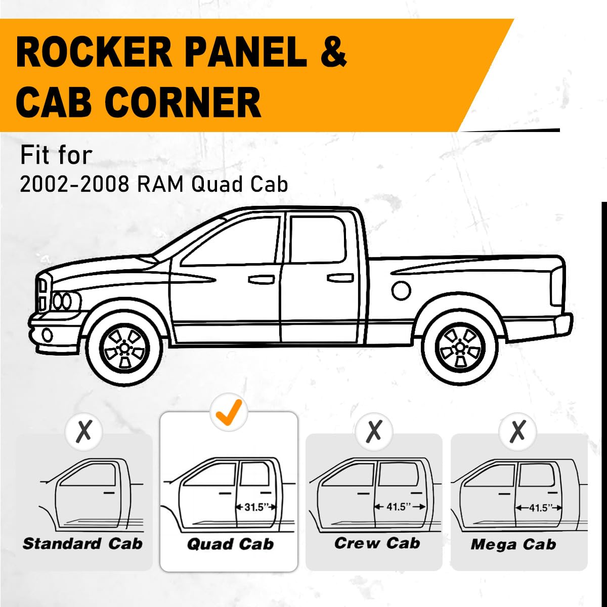 Snapklik.com : Rocker Panel Cab Corner Fit For 2002-2008 Ram 1500 2500 ...