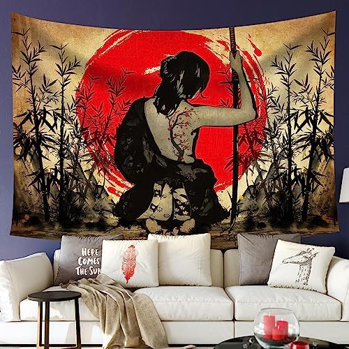 Amazon.com: JOKIMAL Japanese Woman Geisha Samurai Tapestry Poster Wall ...