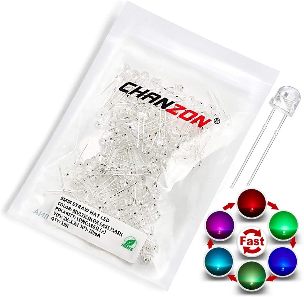 Amazon.com: 100pcs 5mm RGB Multicolor Fast Blinking LED Diode, Multi ...