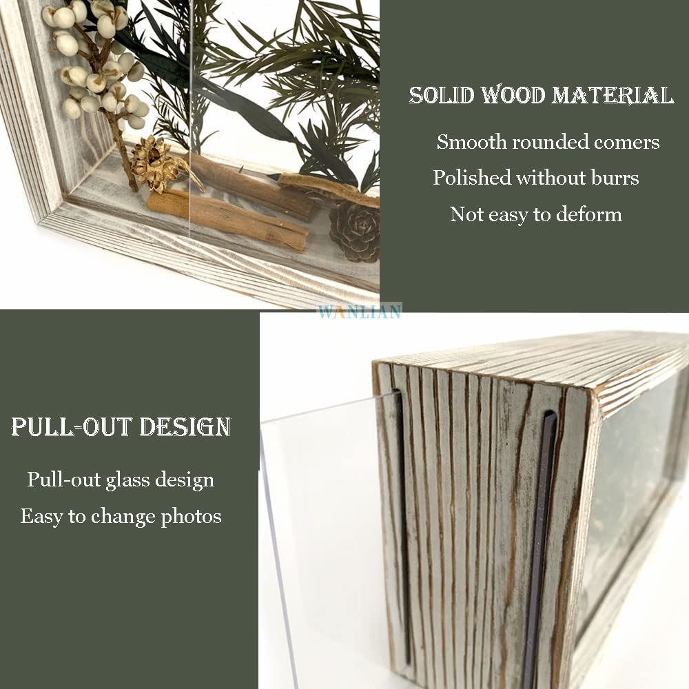White Shadowbox Frame Shadow Photo Frame,Wooden Double-Sided High ...