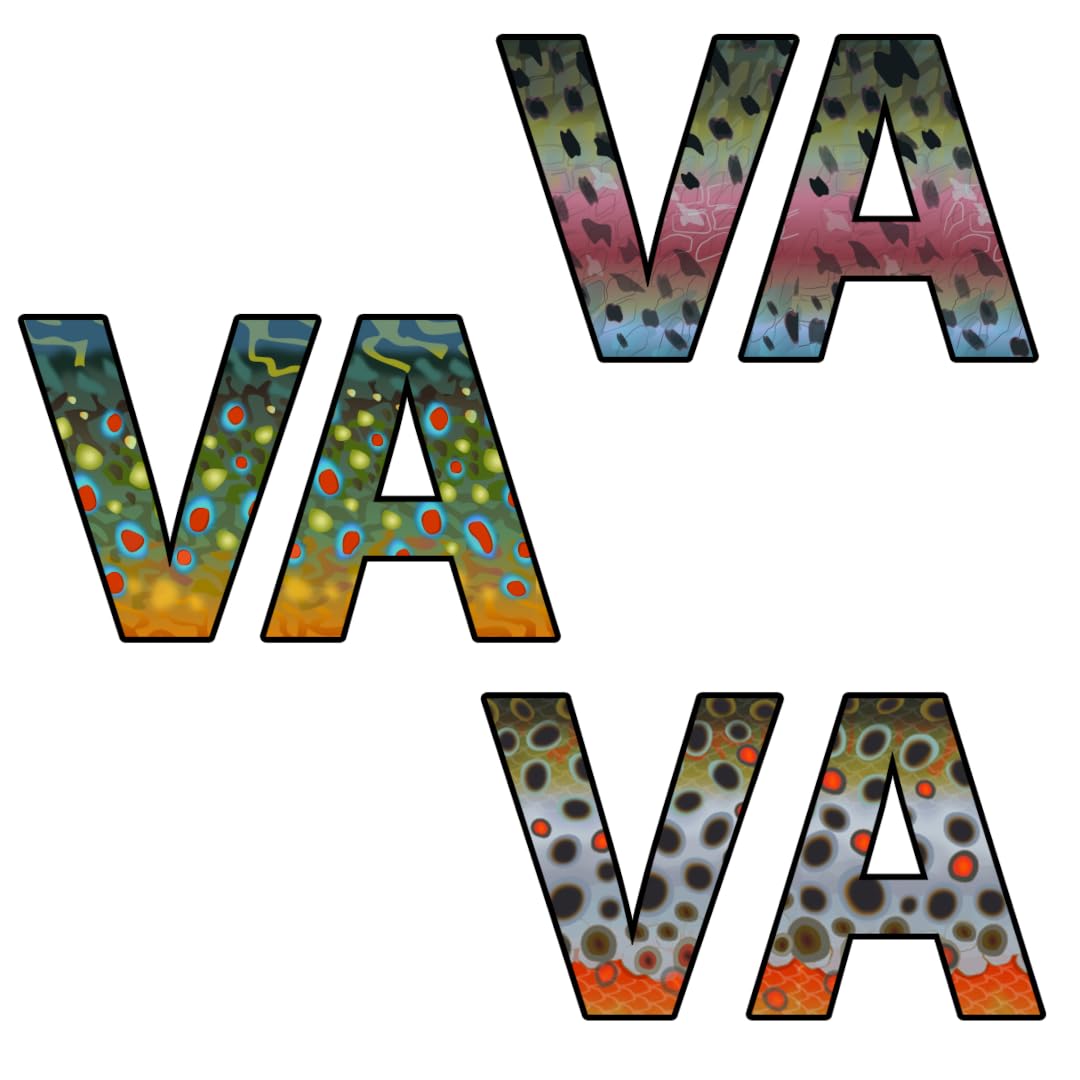 Amazon.com: VA Virginia 4" Trout Fly Fishing Sticker Decal Set ...