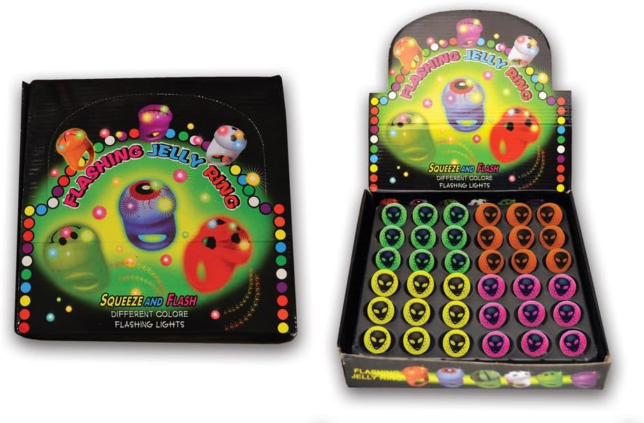 Amazon.com: Alien Head Light Up Ring Display Box of 36