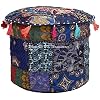 DK Homewares Traditional Indian Dark Blue Footstools Pouf Cover Ottoman ...