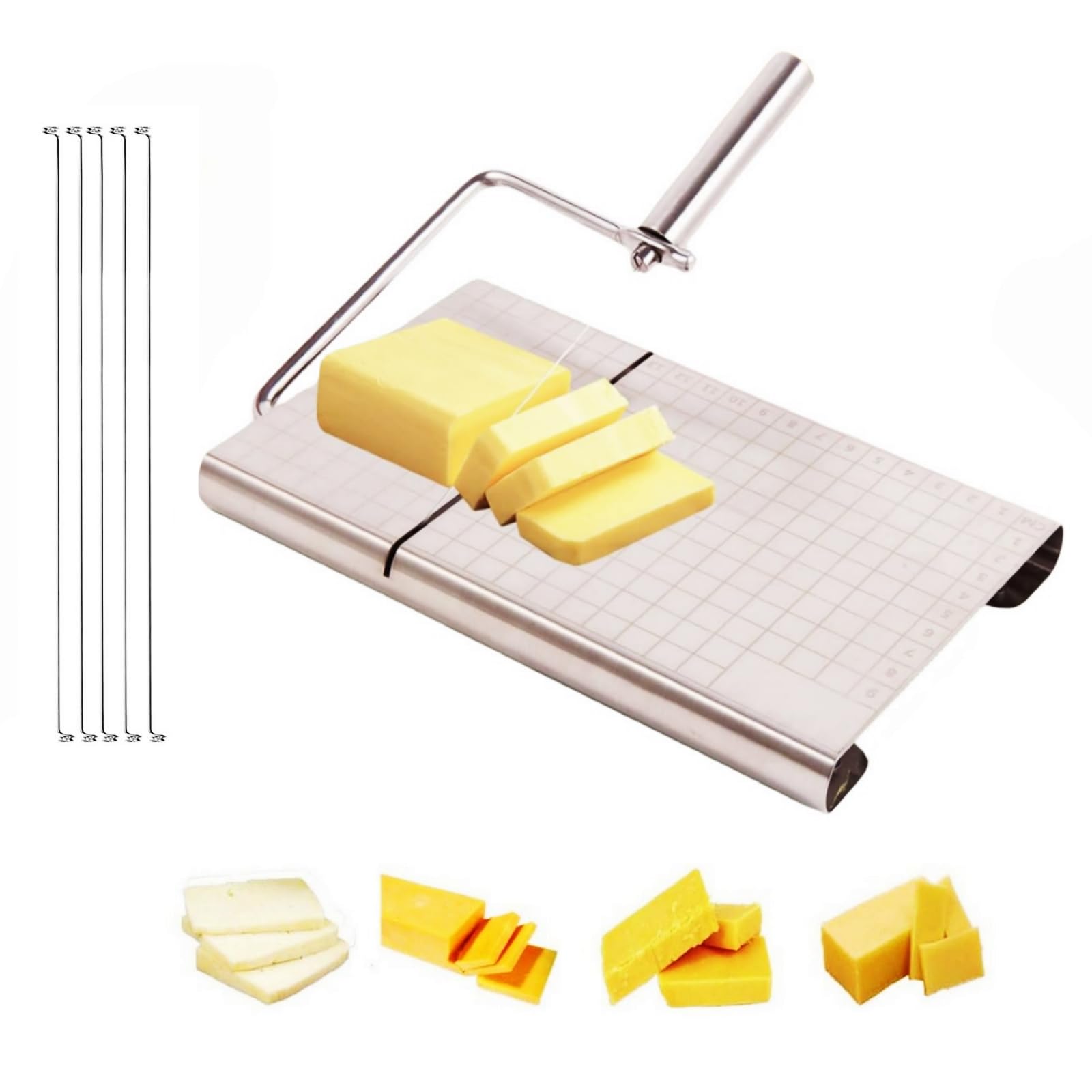 Amazon.com: ZLLITONS Cheese-Slicer Cheese-Cutter, with 5 Stainless ...