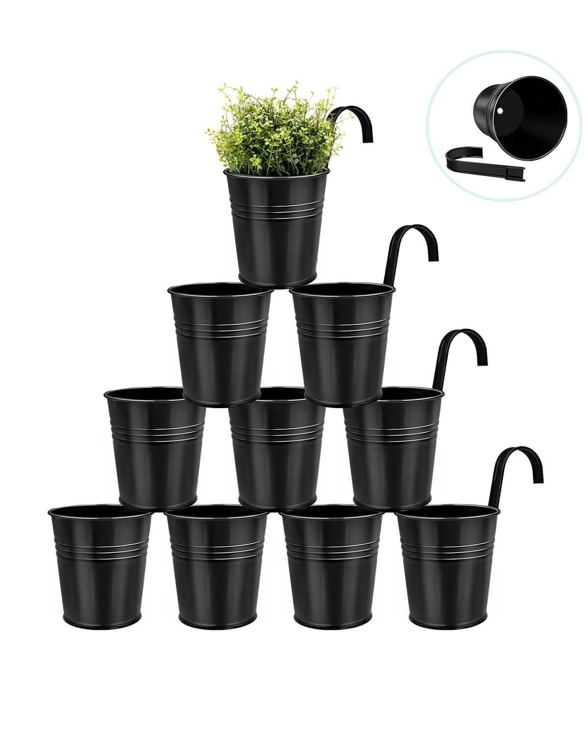 Snapklik.com : 6 Inch Metal Hanging Flower Pots For Railing - 10 PCS ...