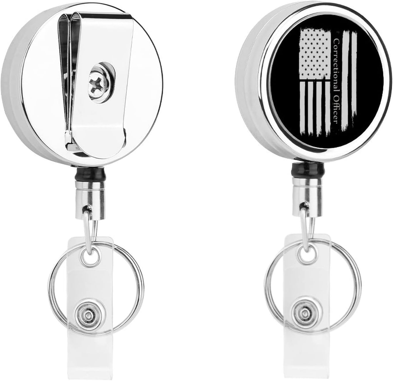 Amazon.com: Thin Silver Line Correctional Officer Retractable Badge ...