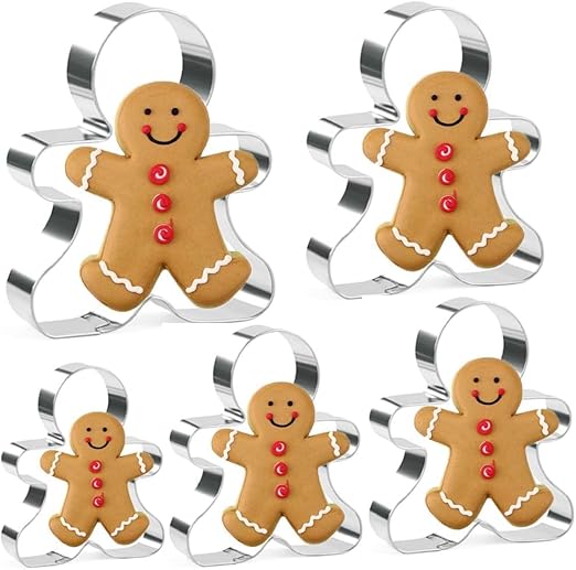 Gingerbread Man Cookier Cutters 5-Piece Happy Gingerbread Man Cookie ...