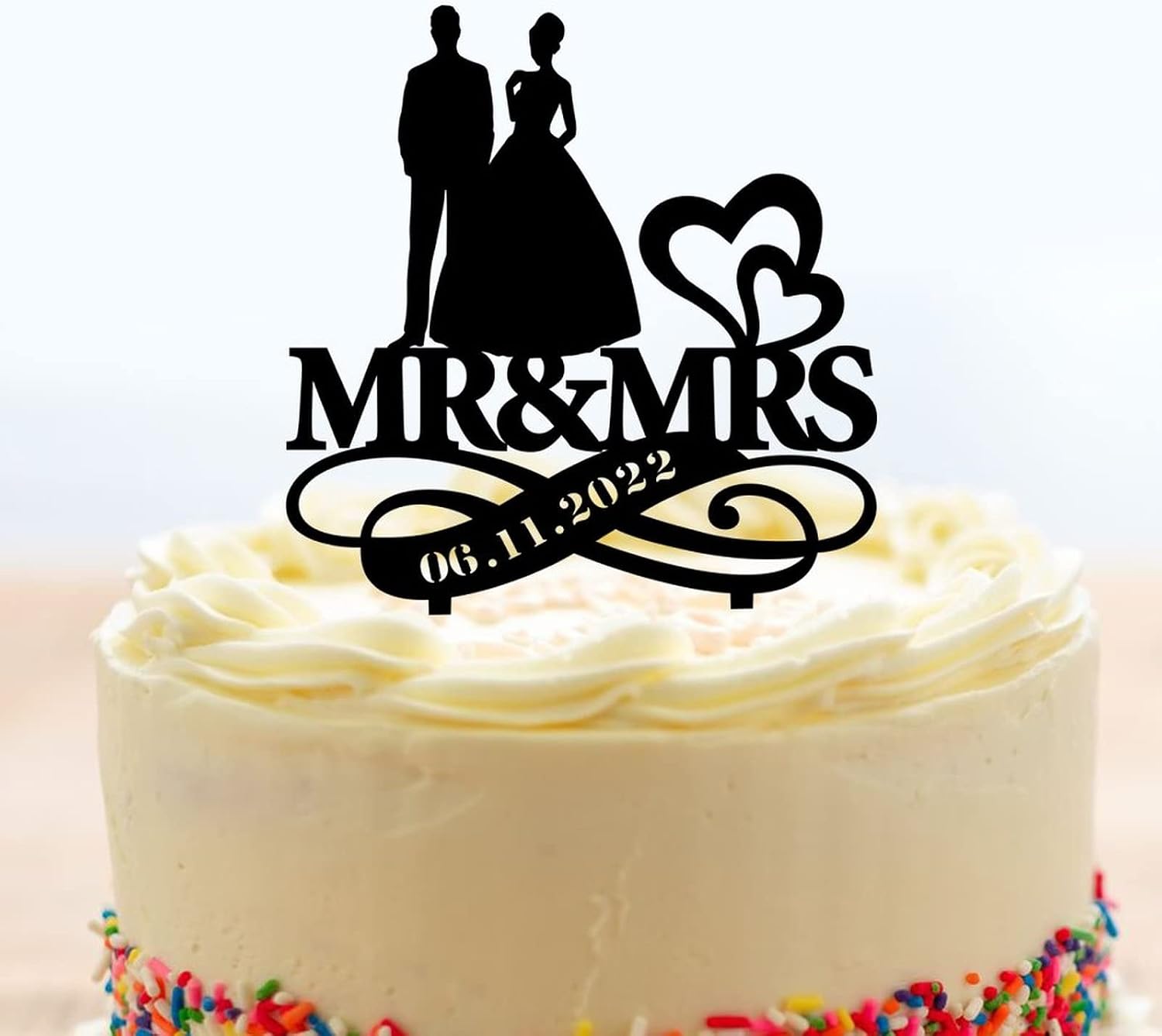 Amazon.com: Cake Topper Bride & Groom with Name And Date Just Married ...