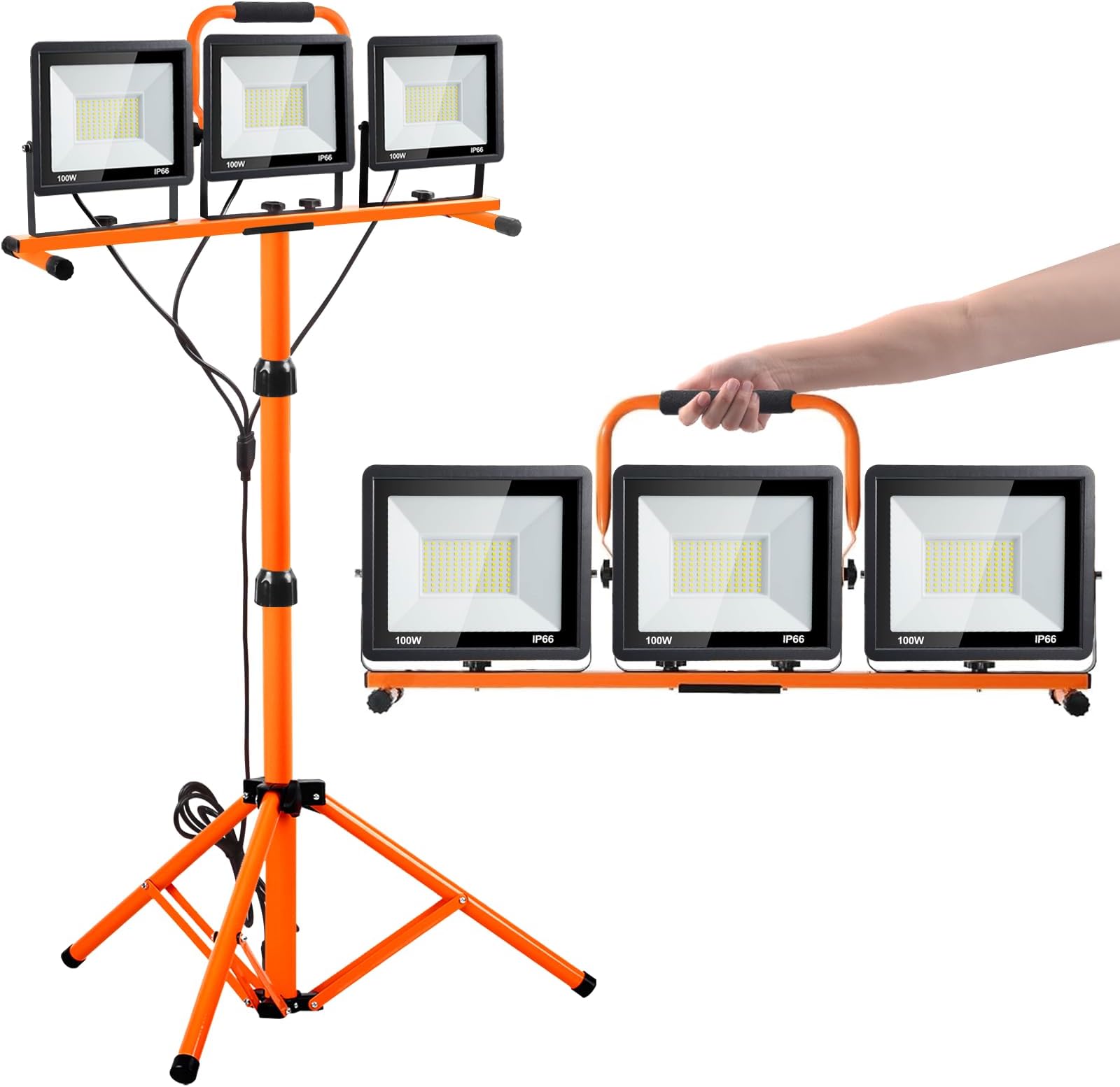 21000 Lumen Work Lights with Stand, 3 Adjustable Head LED Work Light ...