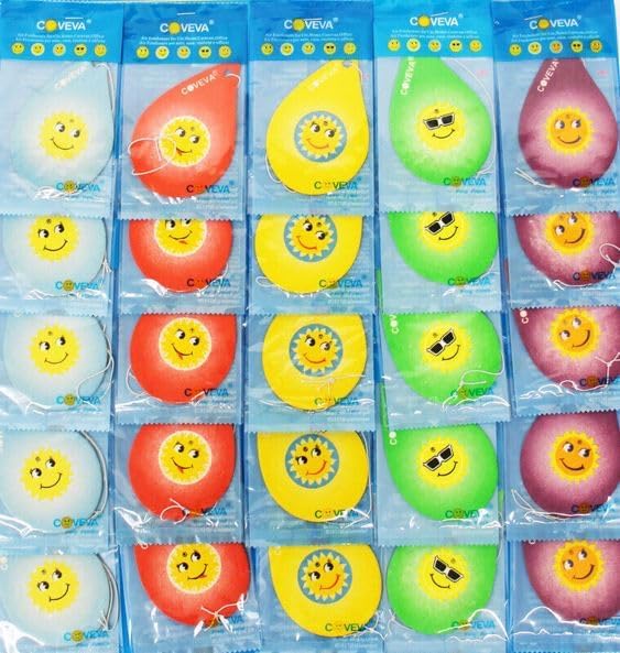 CERTIFIED 25 X ASSORTED COVEVA TEAR DROP SUN SMILEY FACE HANGING AIR ...
