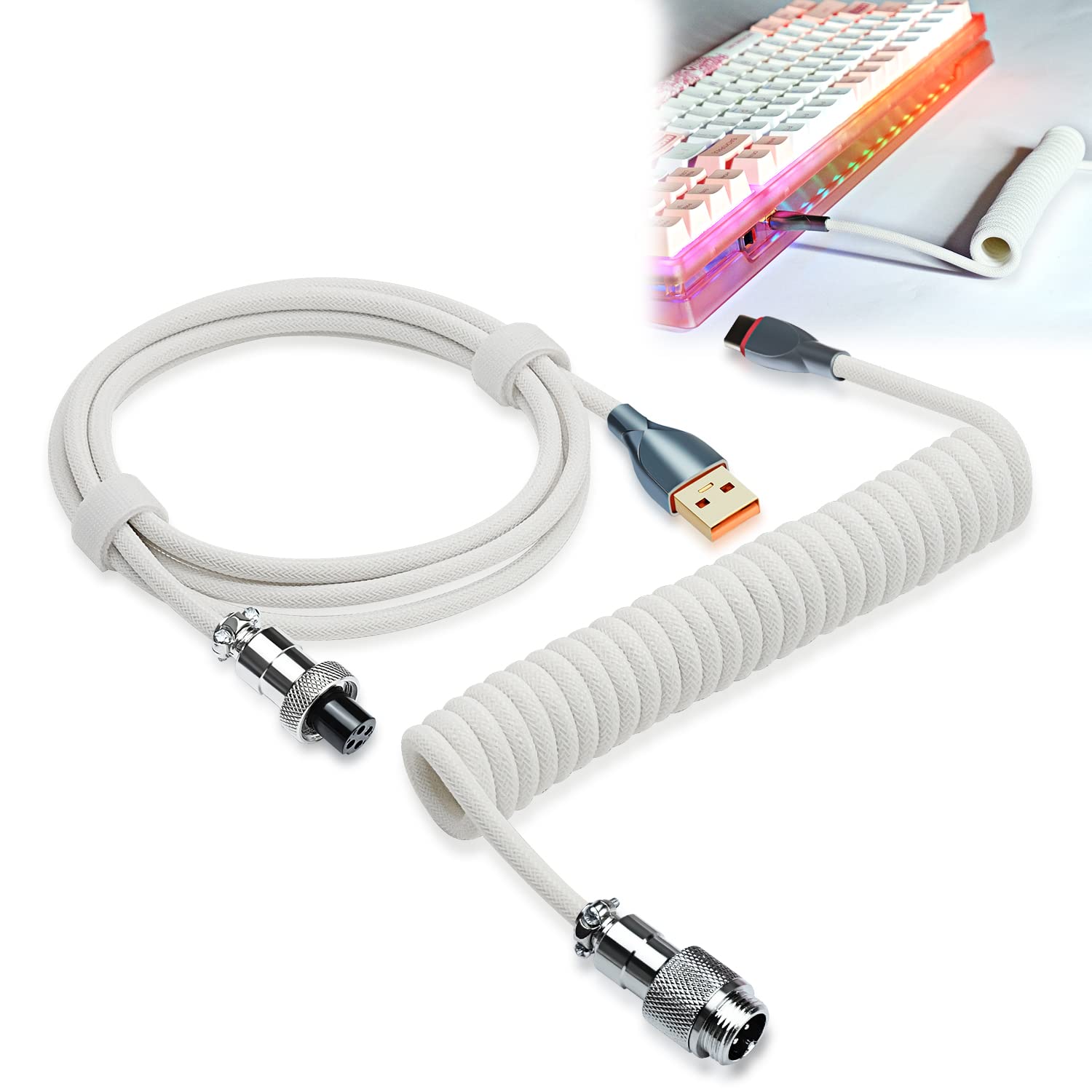 UCINNOVATE Coiled Keyboard Cable, Pro Custom Coiled USB C Cable for ...
