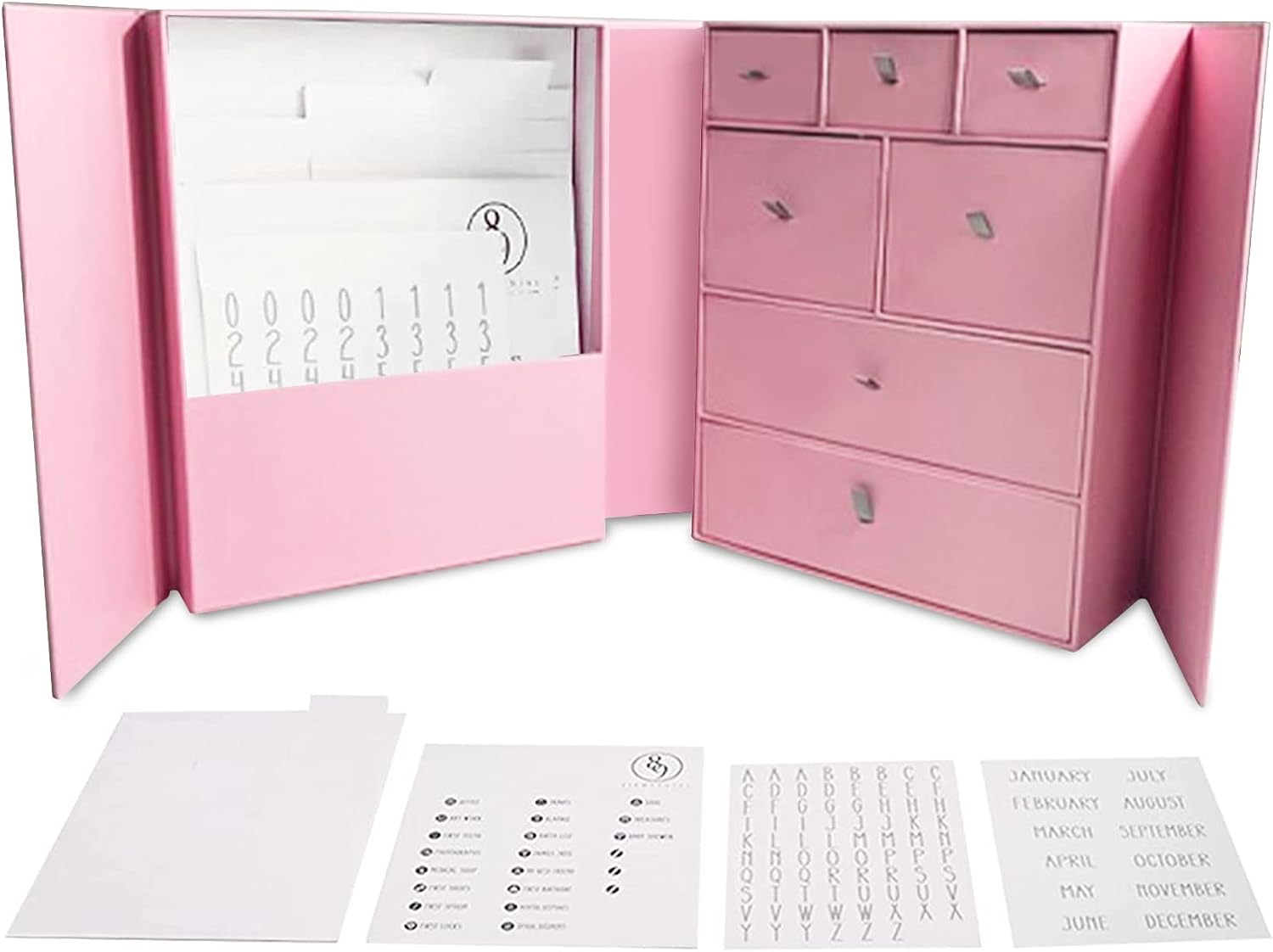 Amazon.com: Pink Baby Keepsake Box with 8 Drawers Stickers and ...