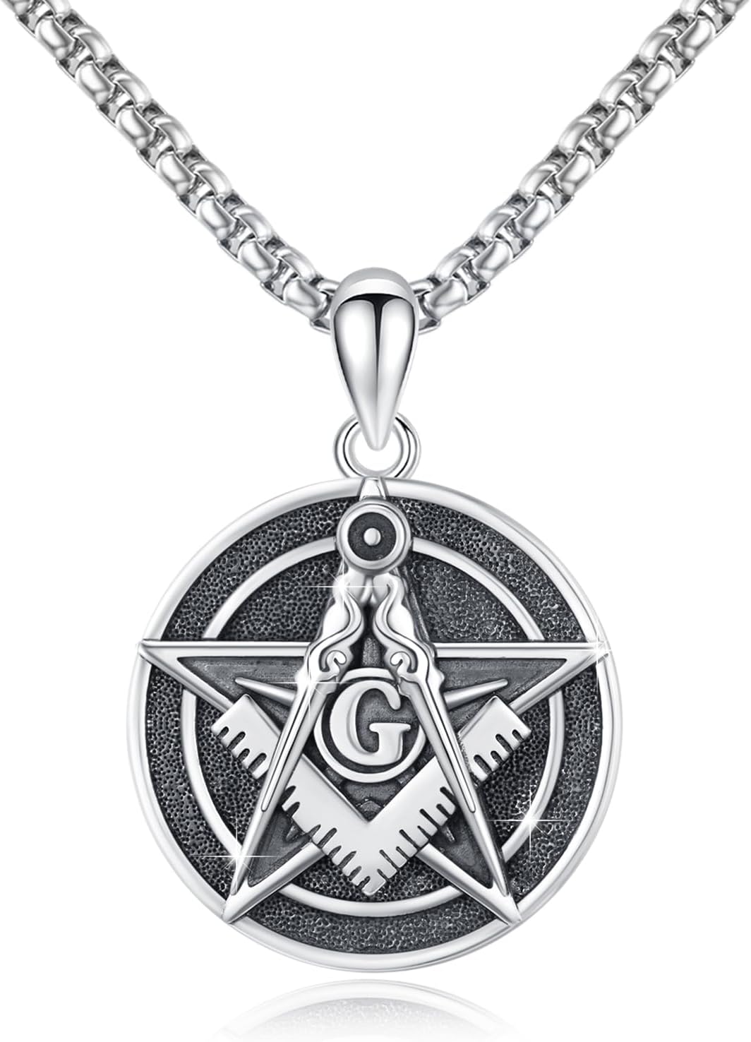 Masonic Necklace for Men Women 925 Sterling Silver Freemason Necklace ...