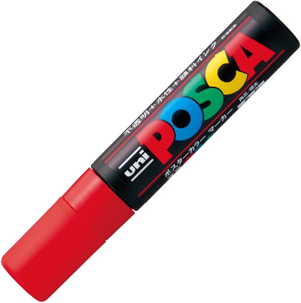 Amazon.com : UNI POSCA PC-8K CHISEL TIP MARKER PEN- RED (BOX OF 6 ...