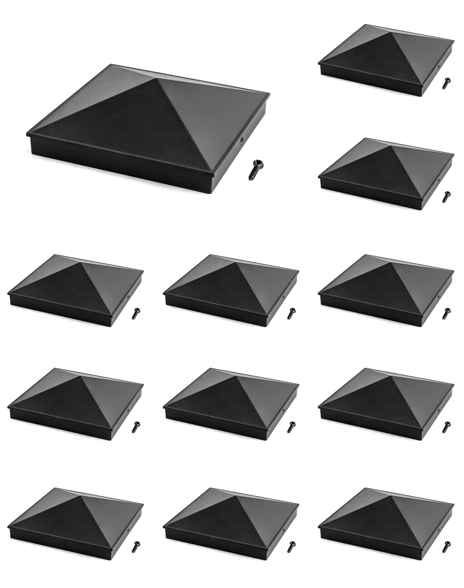 QWORK Aluminum Caps Fence Post Caps, 12 Pack 5.5" x 5.5" Decorative ...