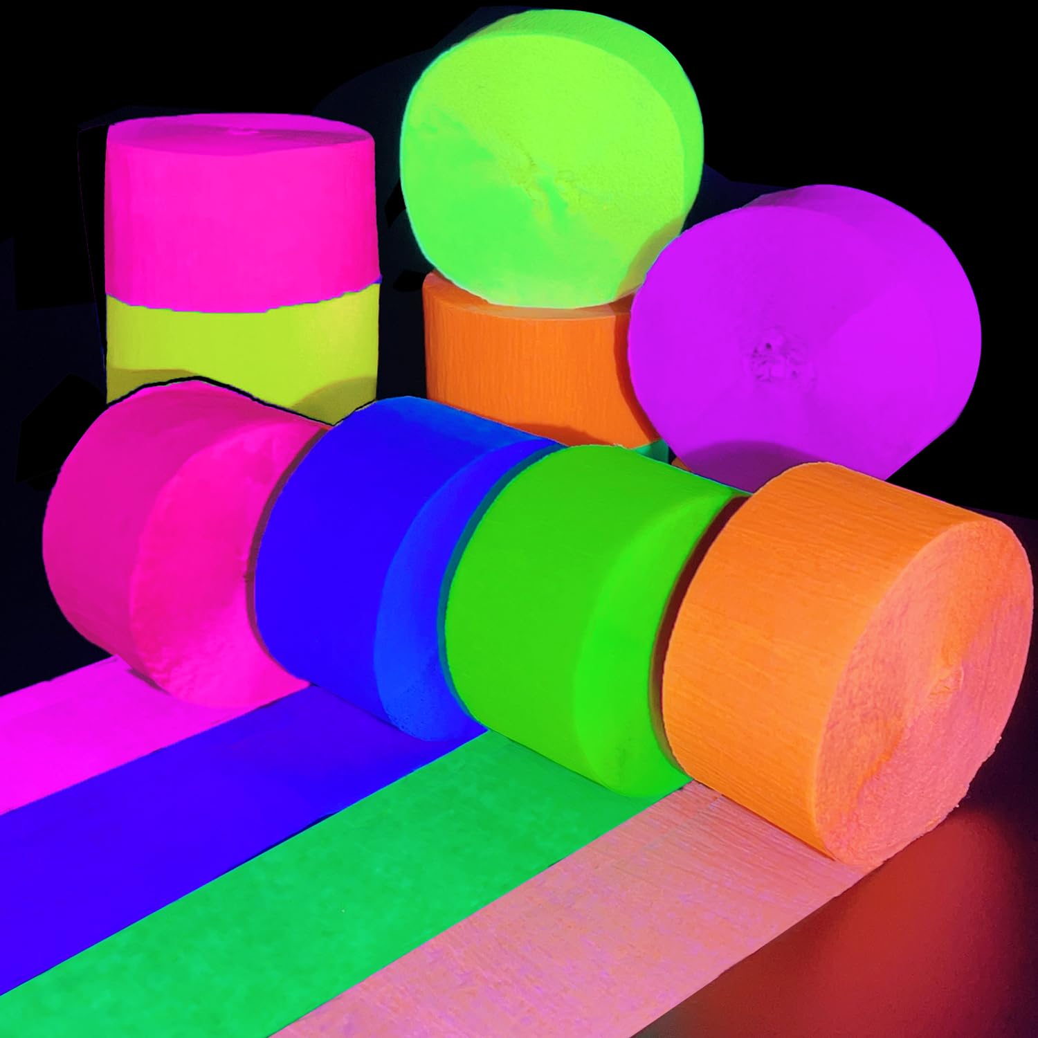 Amazon.com: 2016 feet Glow Party Neon Streamer Decorations Glow Crepe ...