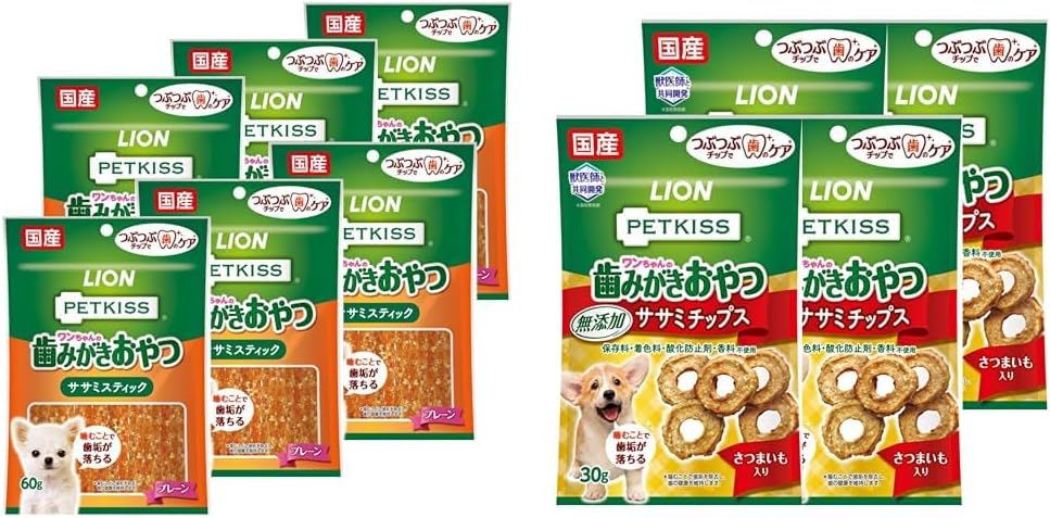 Amazon.co.jp: 【セット買い】ライオン (LION) ペットキッス (PETKISS) ワンちゃんの歯みがきおやつ ササミスティック プレーン 60g×6個(まとめ買い ...
