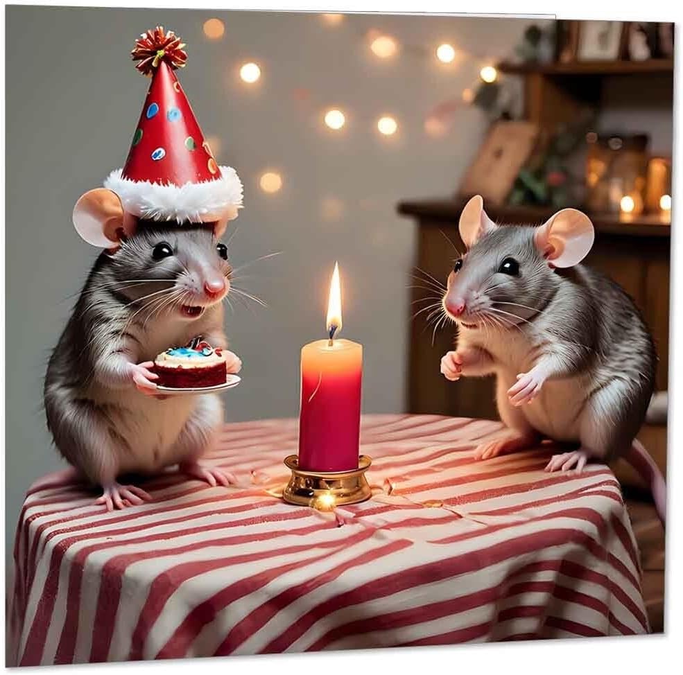 Rat Birthday Card Cute Rat 145 x 145mm : Amazon.co.uk: Stationery ...