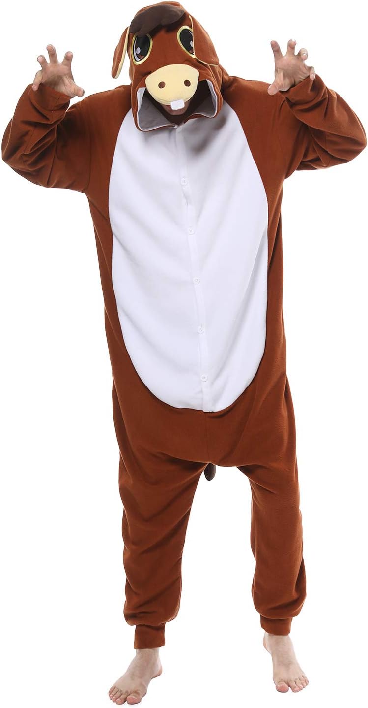 Amazon.com: Lifeye Adult Donkey Pajamas Animal Cosplay Costume (Small ...