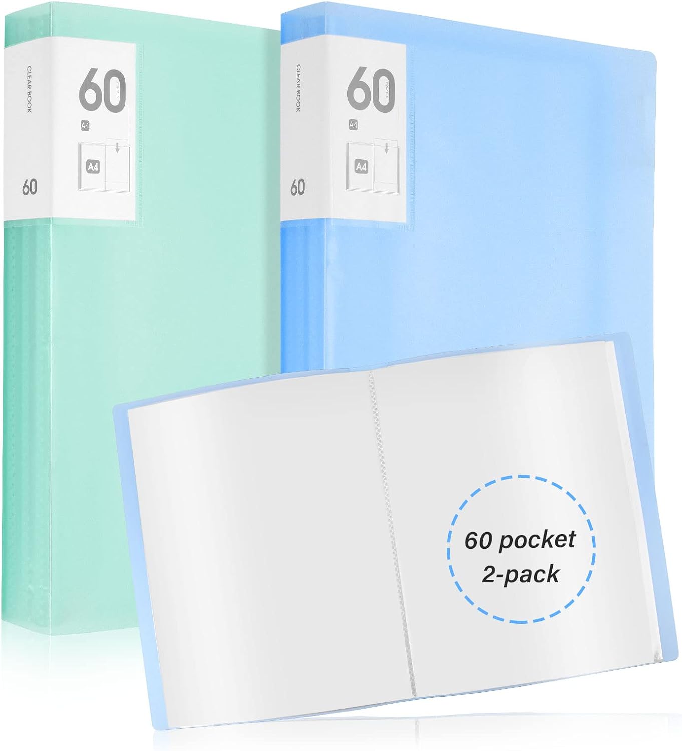 Amazon.com : 60 Pocket Portfolio Binder with Clear Sleeves 2 Pcs Binder ...