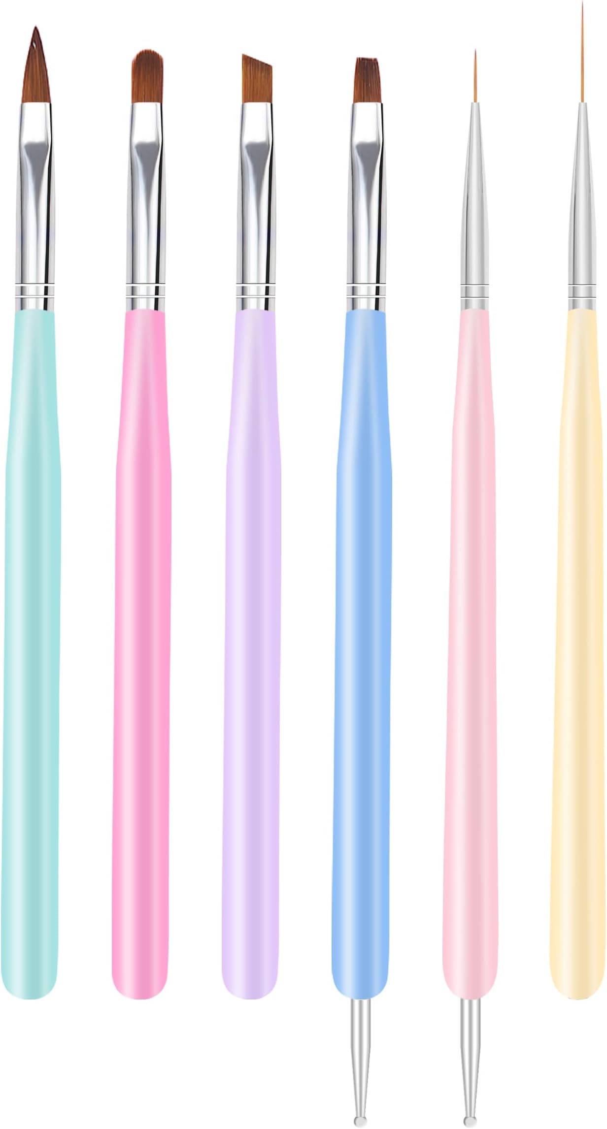 Amazon.com : Nail Art Brushes, 6Pcs Nail Art Painting Tools with Nail ...