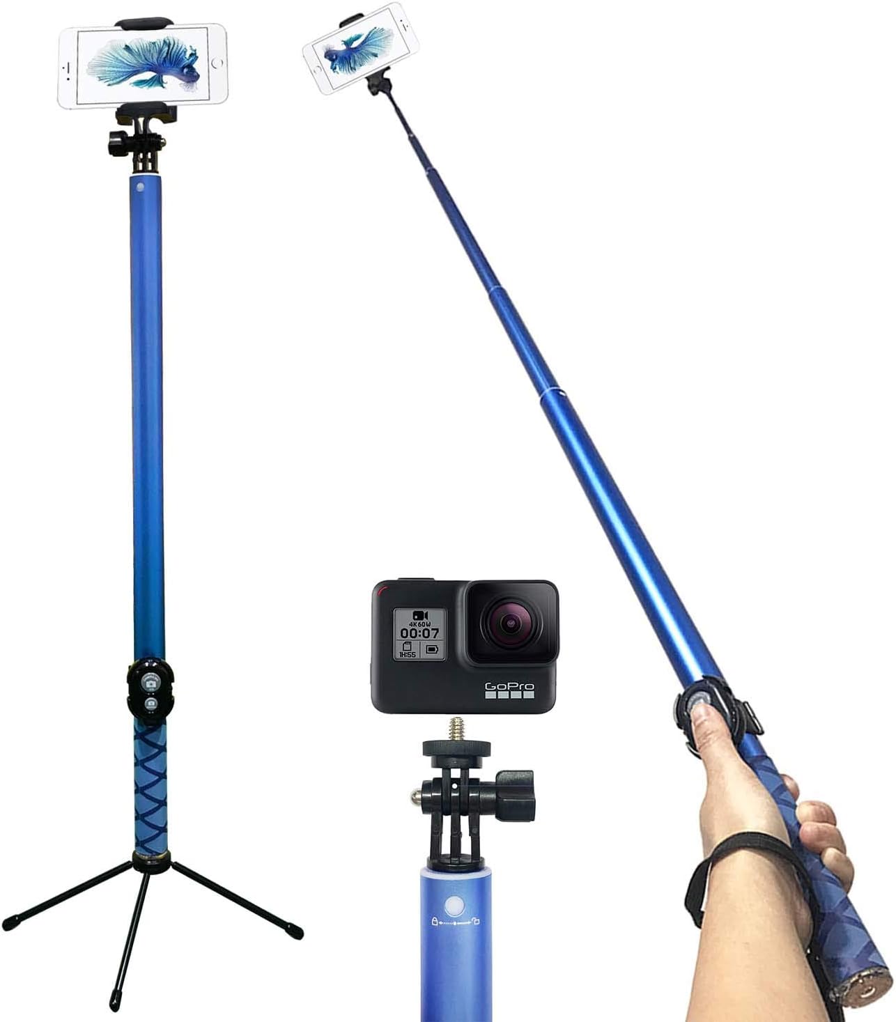Amazon.com: Bluetooth Long Selfie Stick- Super Length Lightweight ...