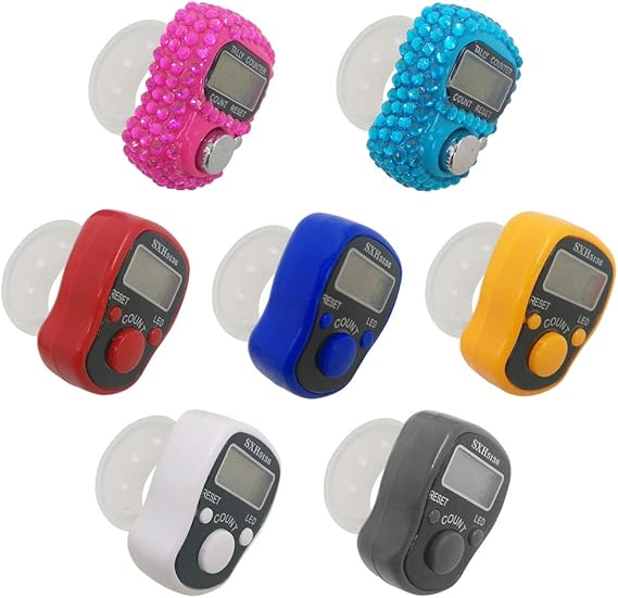 AFUNTA 7 Pcs Finger Counters - 5 Digital LED Electronic Finger Counter ...