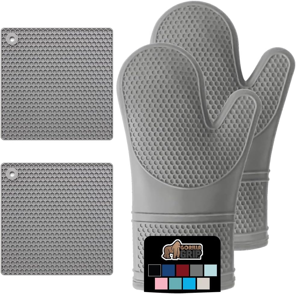 Amazon.com: GORILLA GRIP BPA-Free Soft Silicone Oven Mitts and Pot ...
